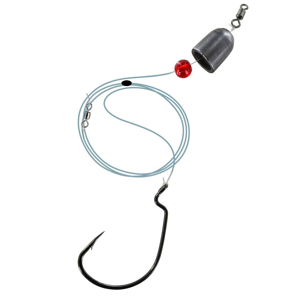 Fluorocarbon Carolina-Rig with Offset Hook 5 kg Gr. 1/0 | 1/0 | 05-03 ...